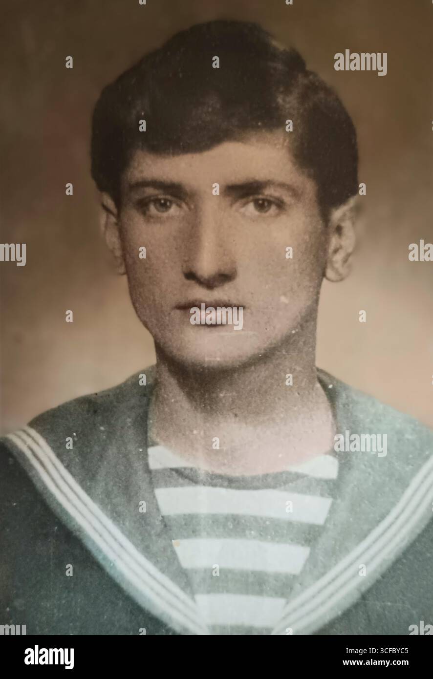 Studio portrait of navy soldier of Yugoslav Navy - Yugoslavia, 1959 ...