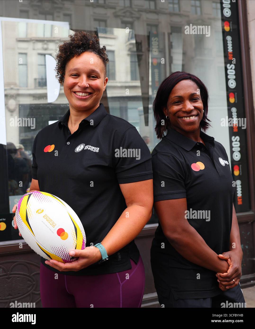 EDITORIAL USE ONLY (left to right) former England rugby players, Maggie ...