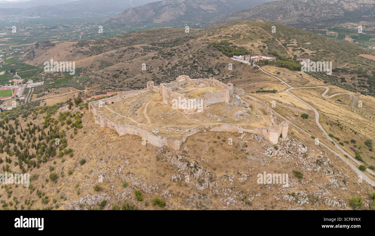 The castle on Larissa Hill, located near the town of Argos, Greece on ...