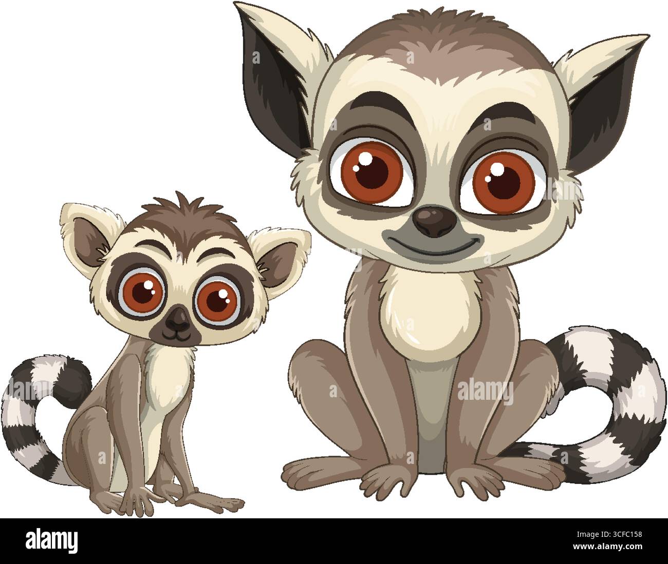 Lemur family ring tailed lemurs Stock Vector Images - Alamy