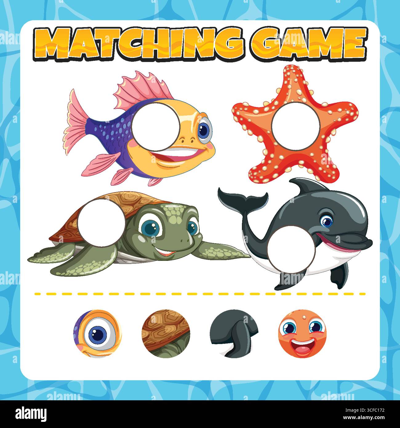 Interactive game featuring sea creatures and matching parts Stock ...