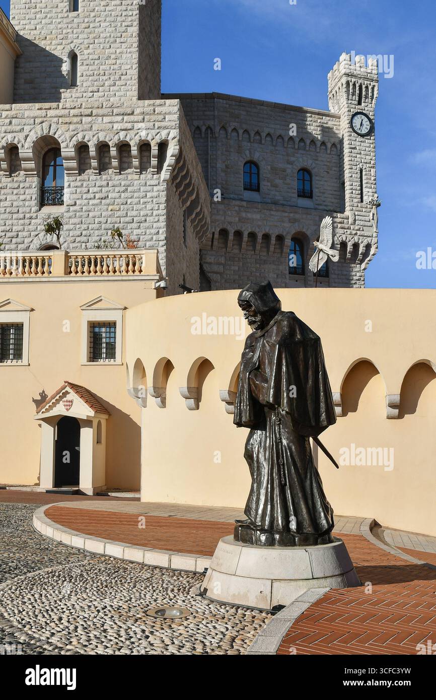 Statue of Francois Grimaldi, the Genoese noble who, dressed as a friar ...