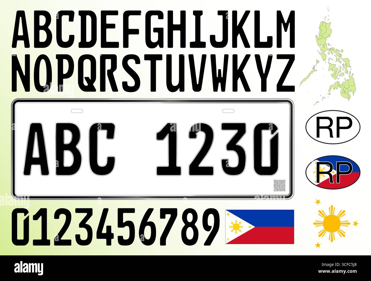 Philippines symbols map background Cut Out Stock Images & Pictures - Alamy