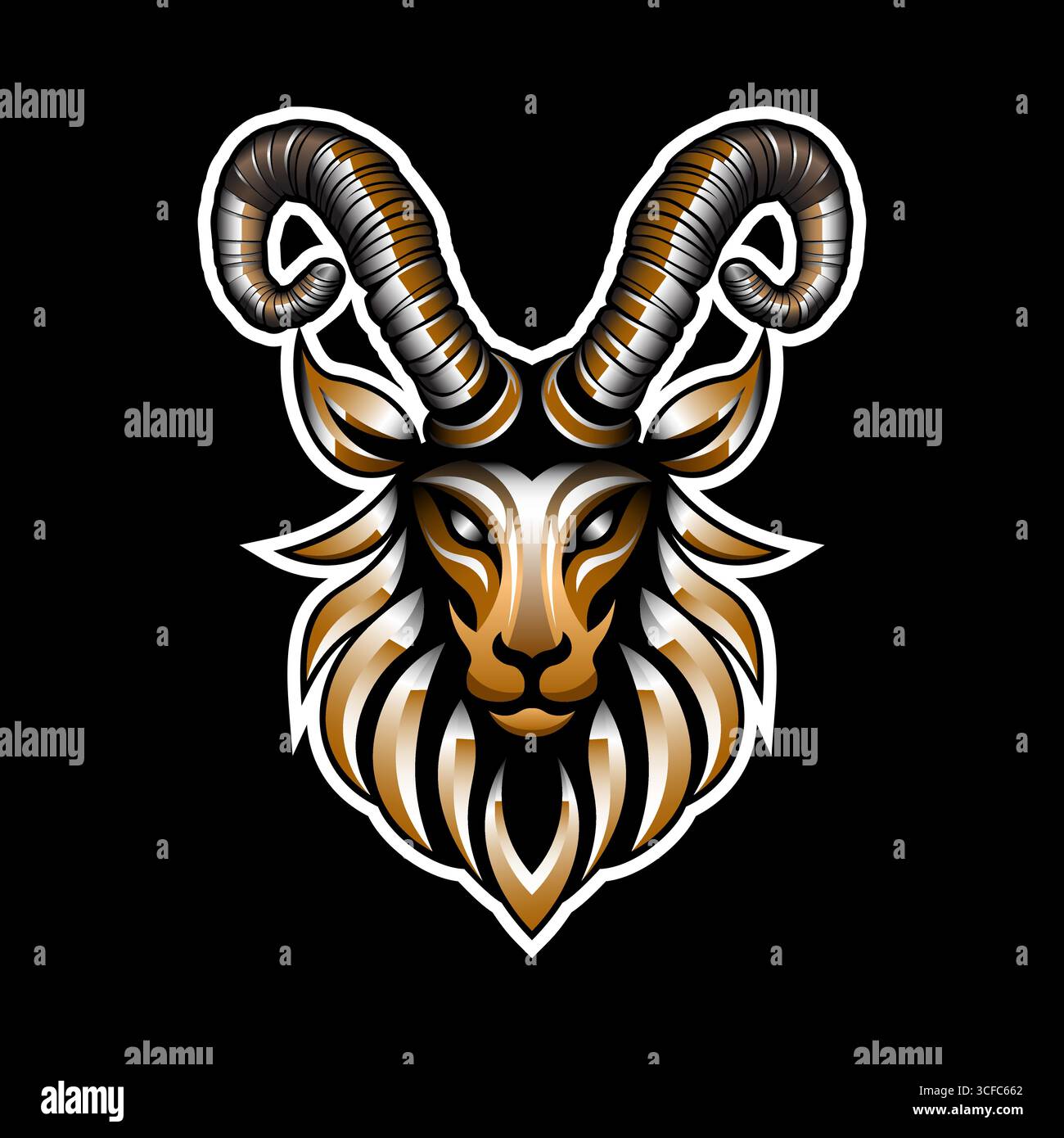 Goat head logo vector illustration. Strong horned animal symbol perfect ...