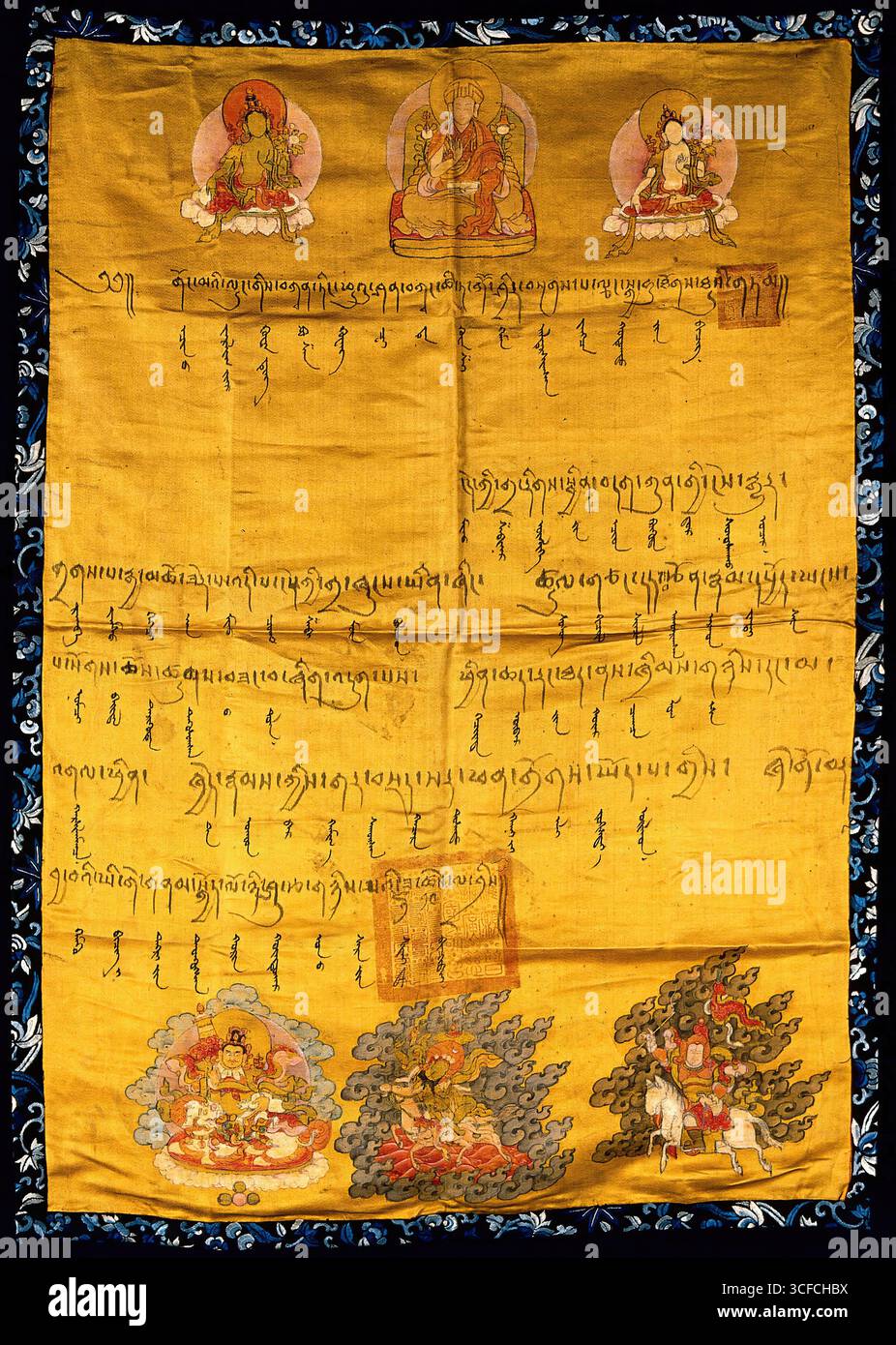Buddhist deities. Figures and inscriptions painted on silk. In the ...