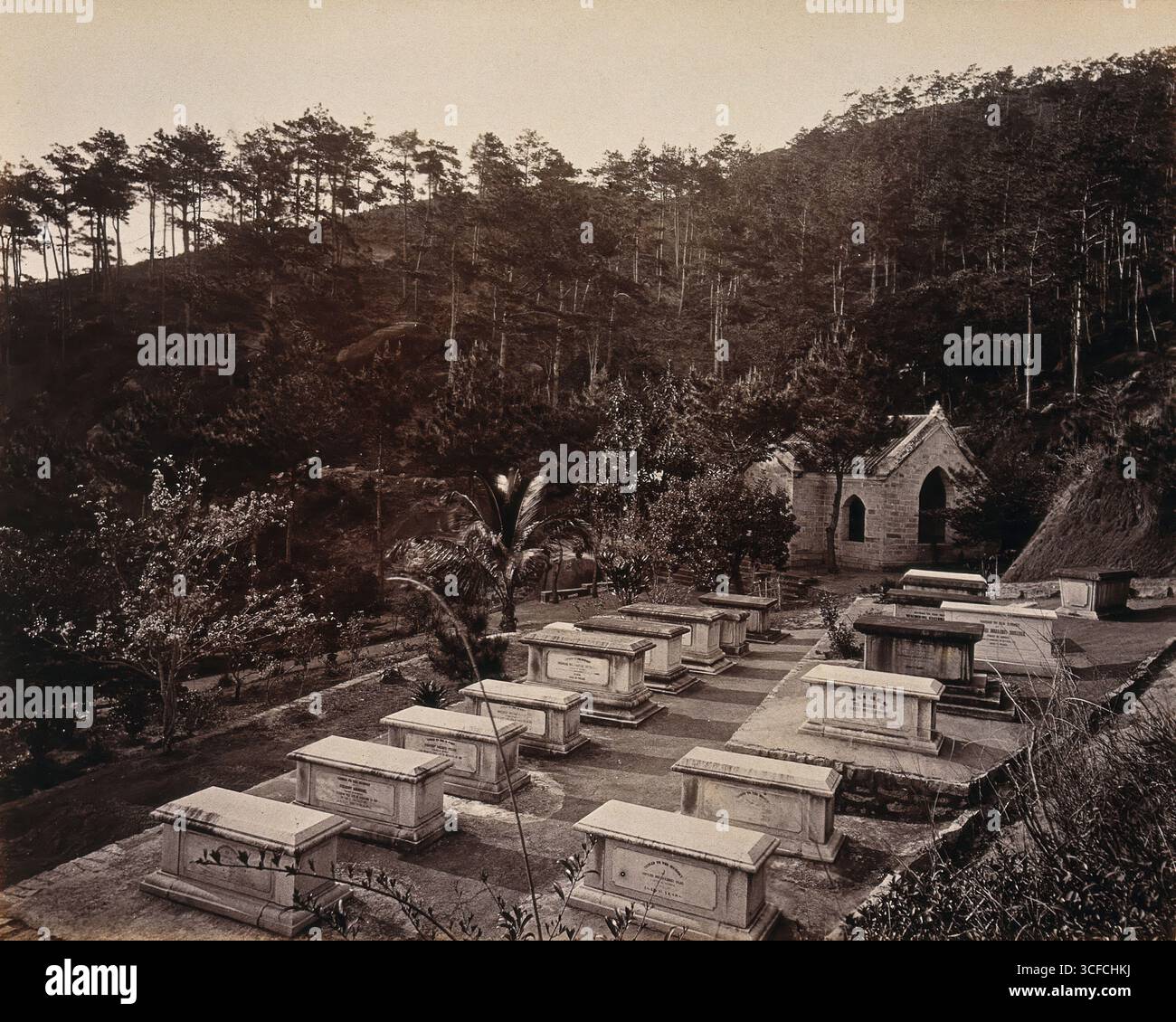The Parsee Cemetery, Happy Valley, Hong Kong, c1873. Burial place for ...