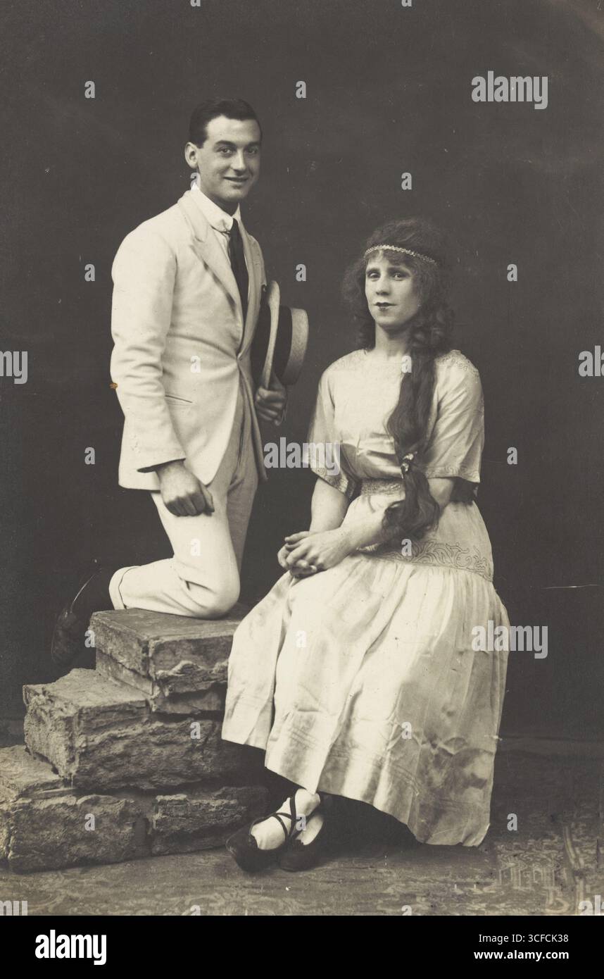 Ern and Chick, two actors, Chick in drag, pose in summer attire, c1918 ...