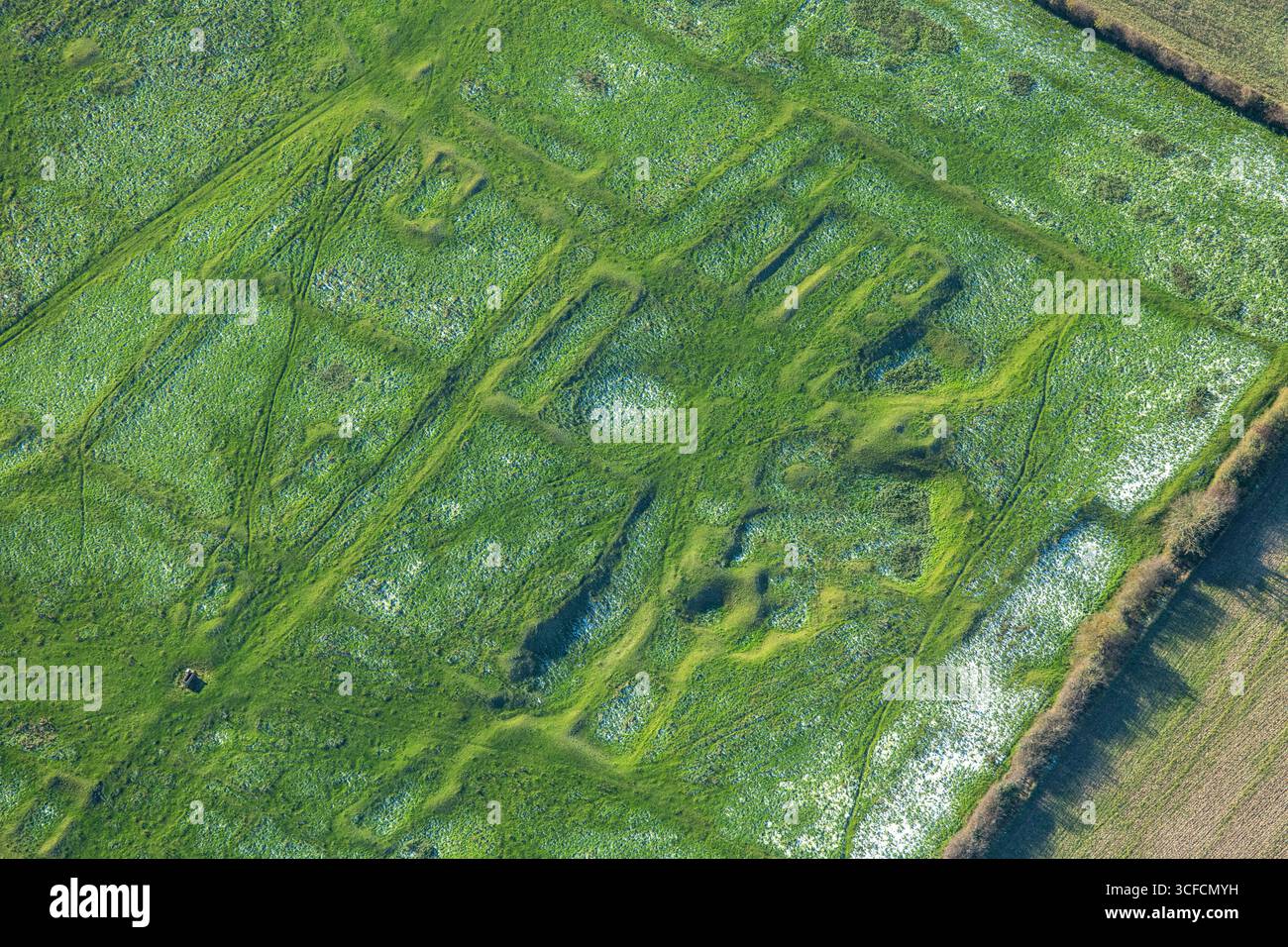 The earthwork remains of part of the deserted medieval village of ...