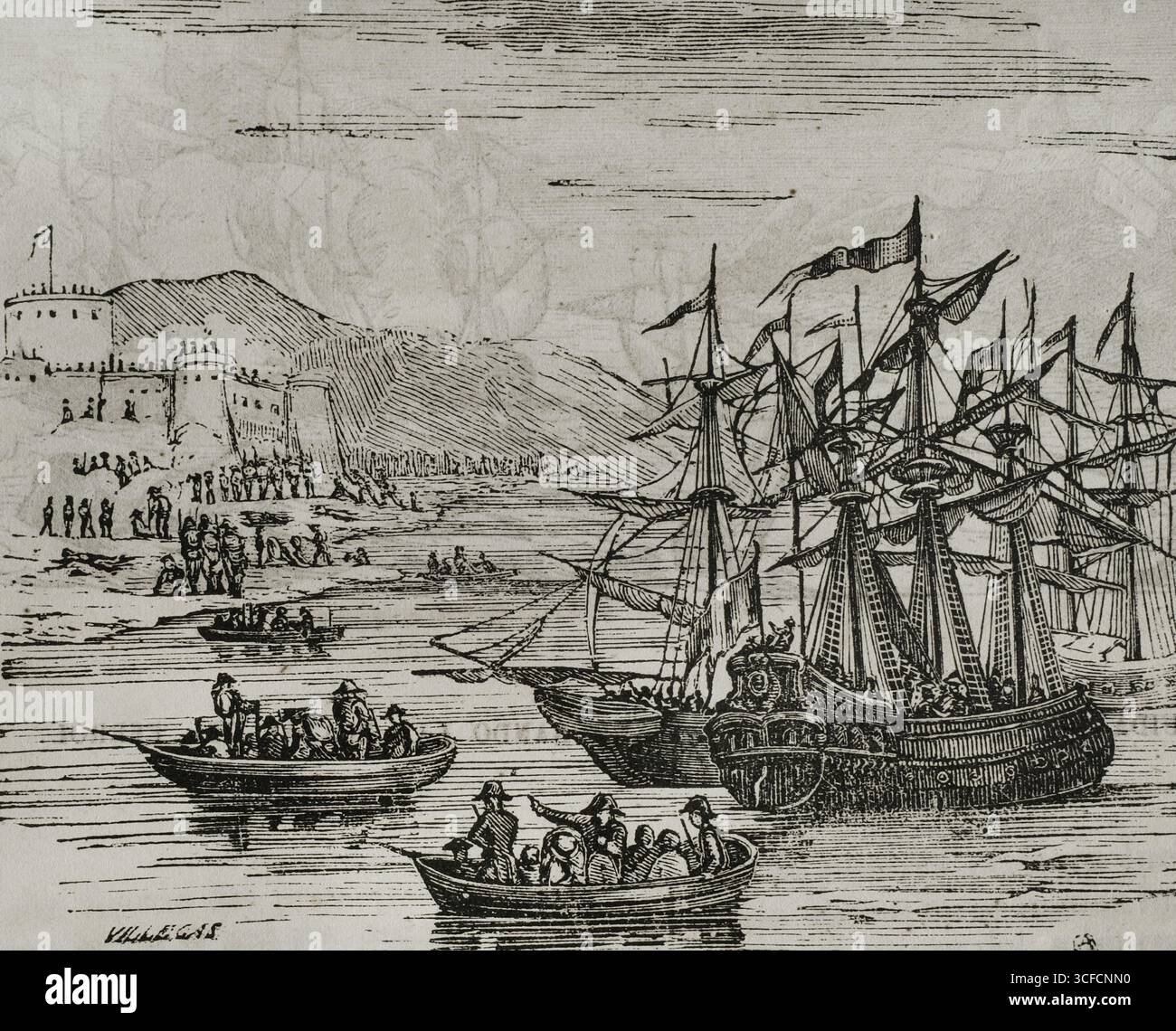 The Taking of Menorca, November 7, 1798, (1851). Scene from the Anglo ...