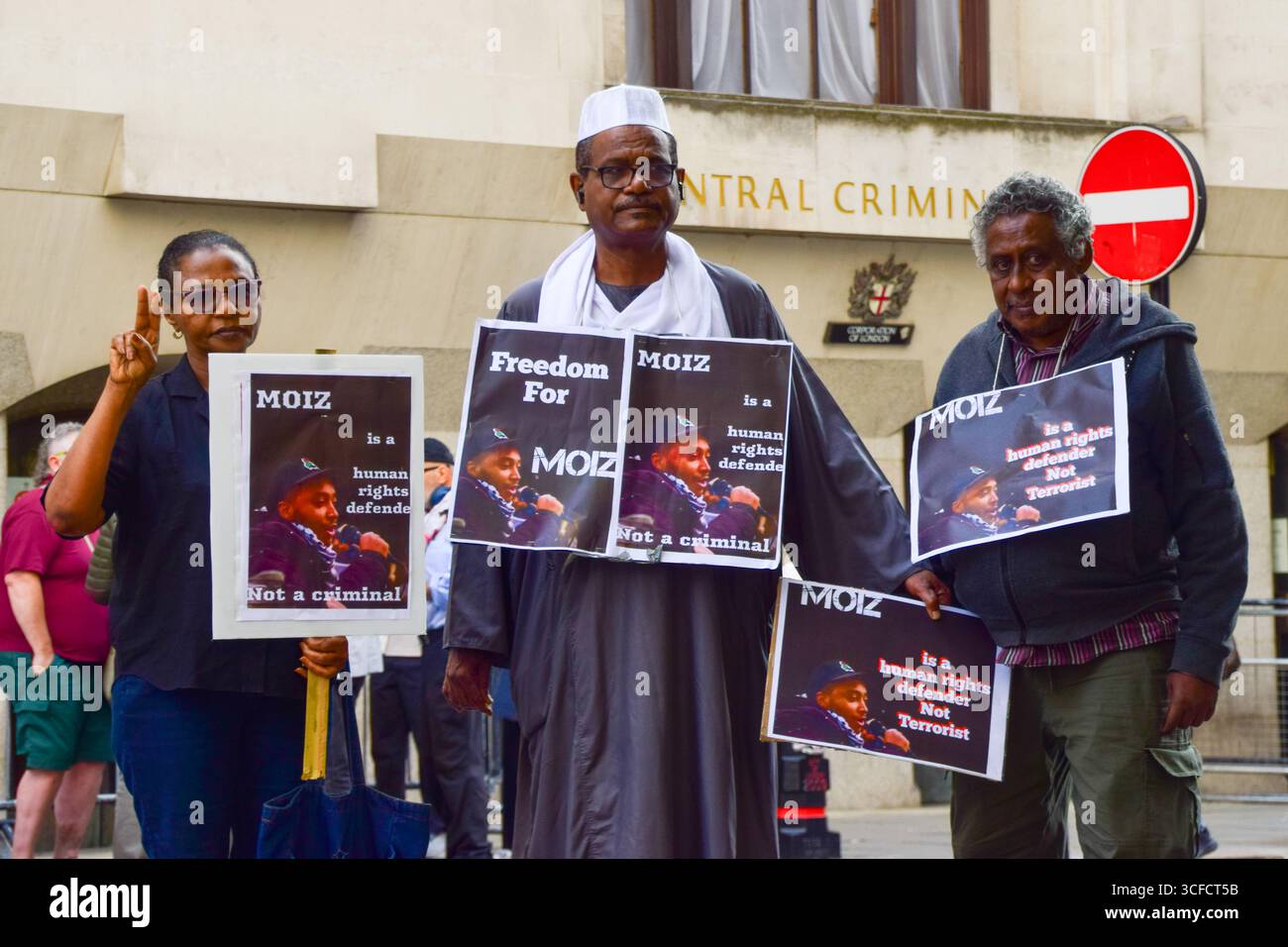 London, UK. 22nd August 2025. Supporters and friends of Moiz Ibrahim ...