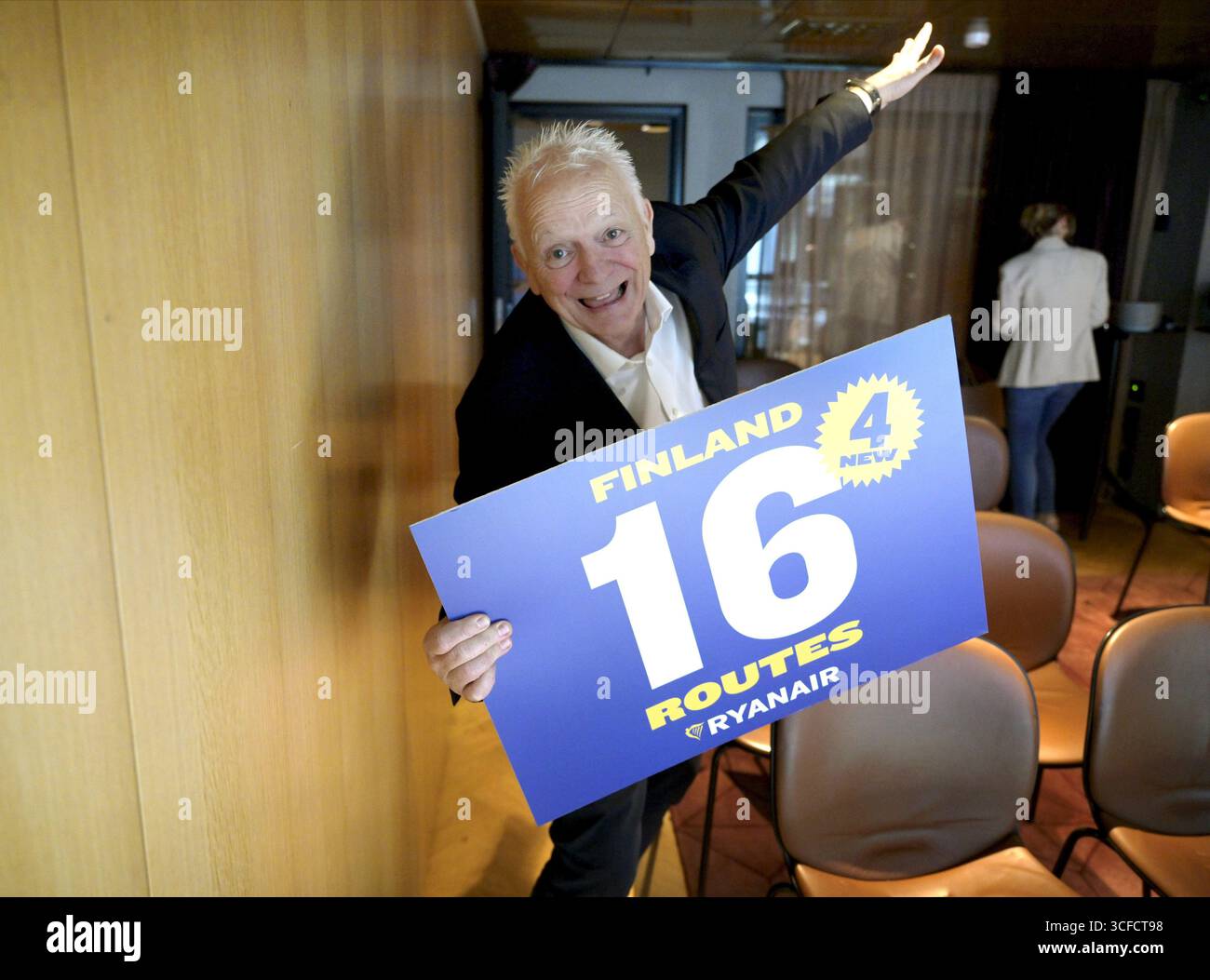 Irish budget airline Ryanair CEO Michael O'Leary jokes during his press ...
