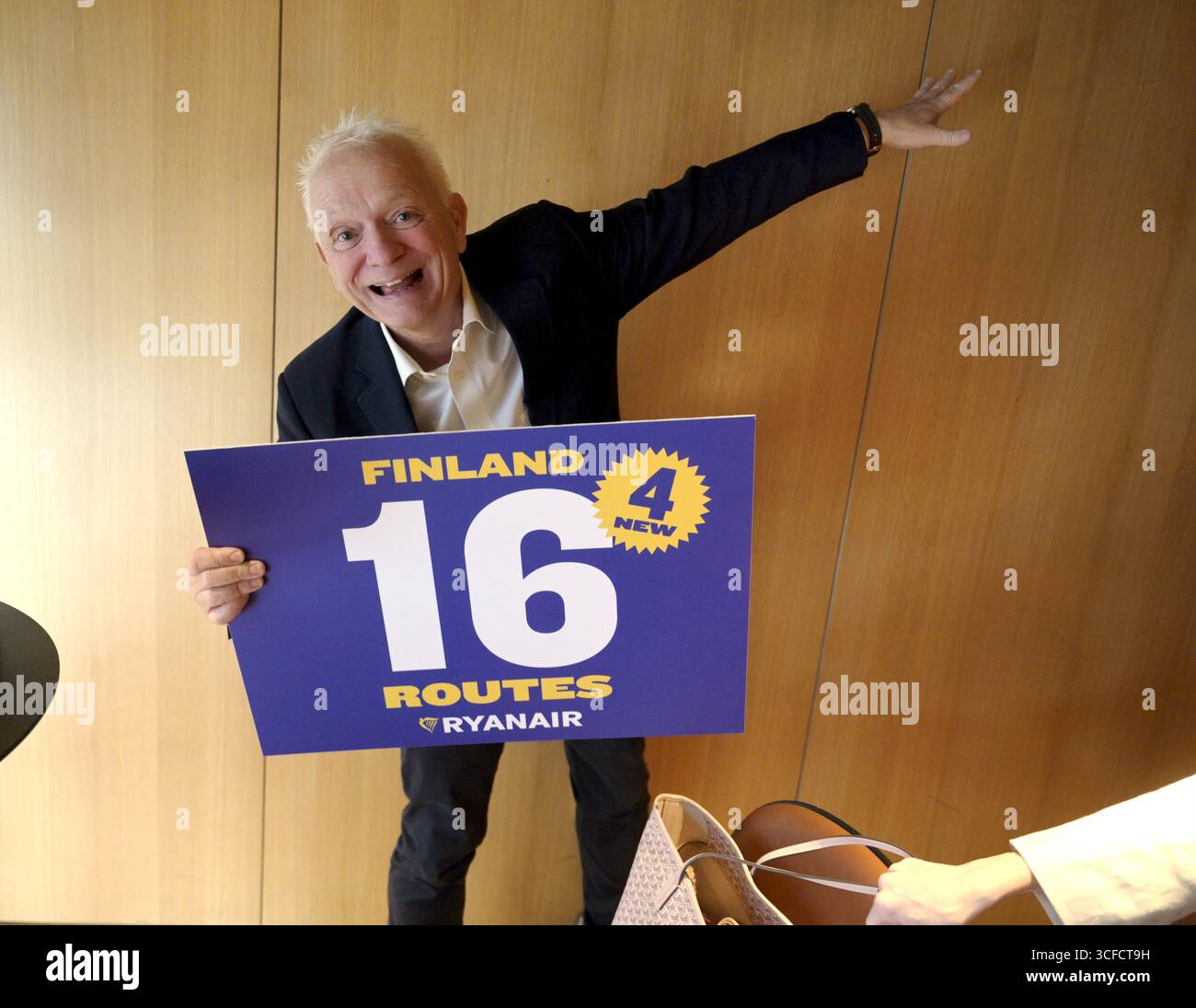 Irish budget airline Ryanair CEO Michael O'Leary jokes during his press ...