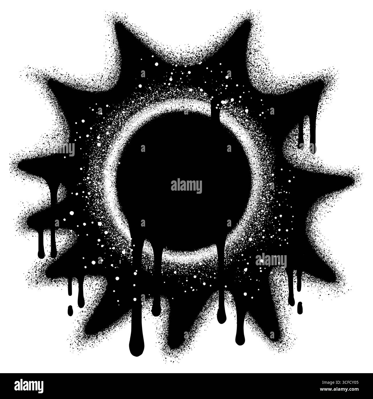 Sun graffiti with black spray paint. vector illustration Stock Vector ...