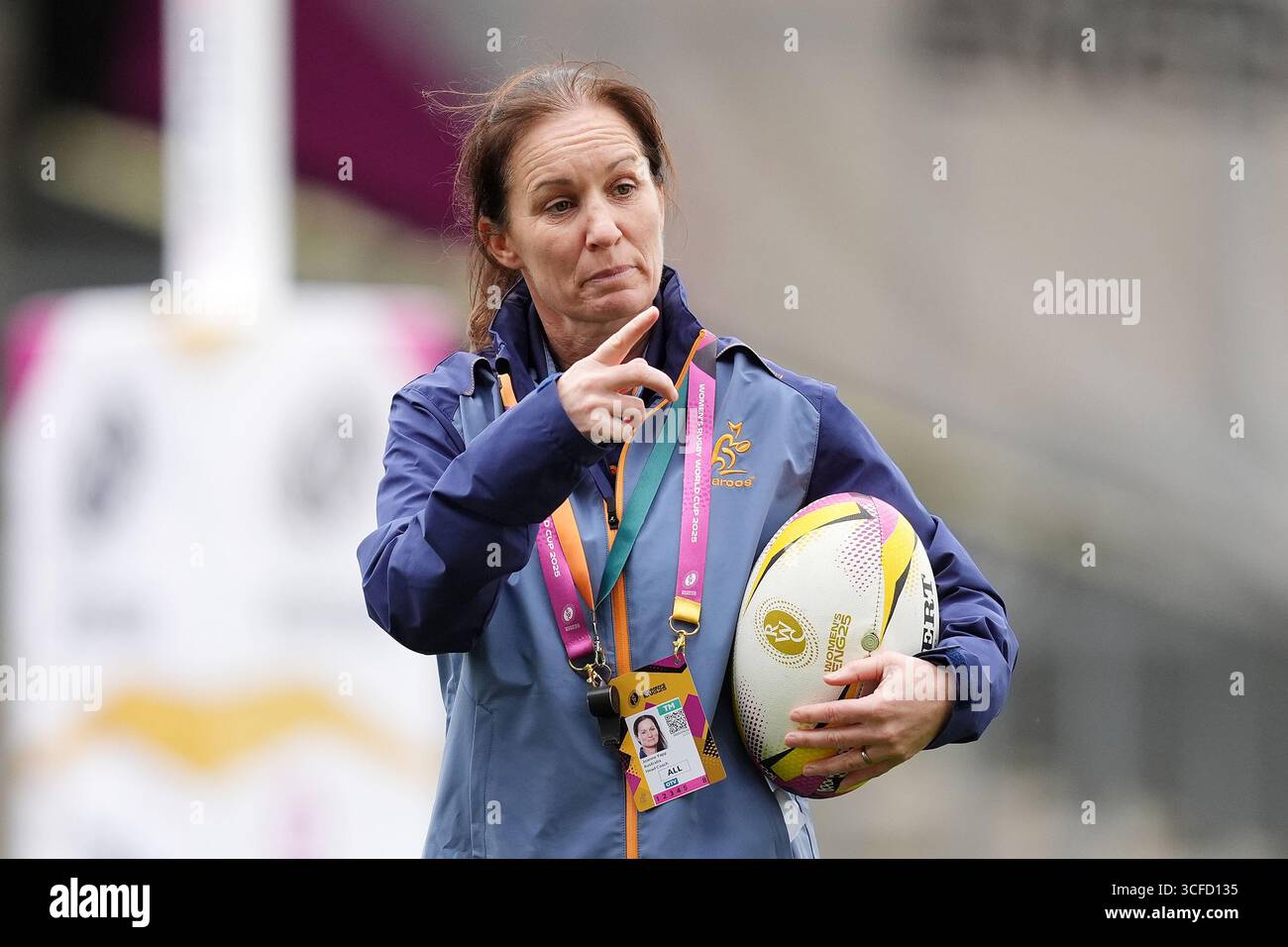Australia head coach Jo Yapp during a team run at Salford Community ...