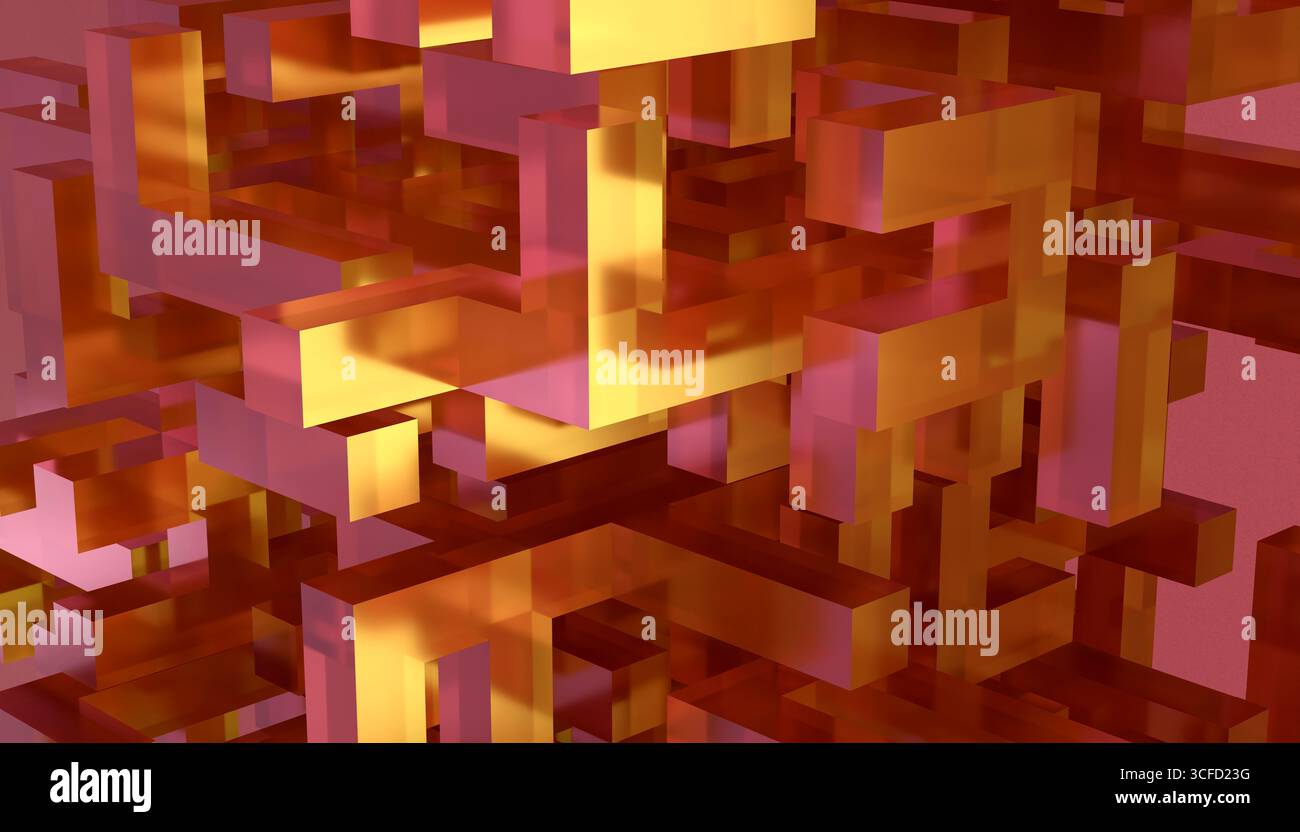 Interlocking shapes in vibrant colors of orange hi-res stock ...