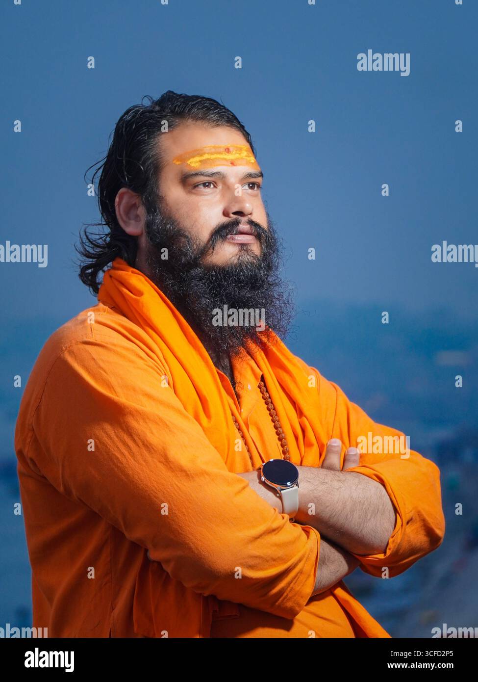 Portrait of a Young Hindu Sadhu (Holy Man) with a Tripundra forehead ...