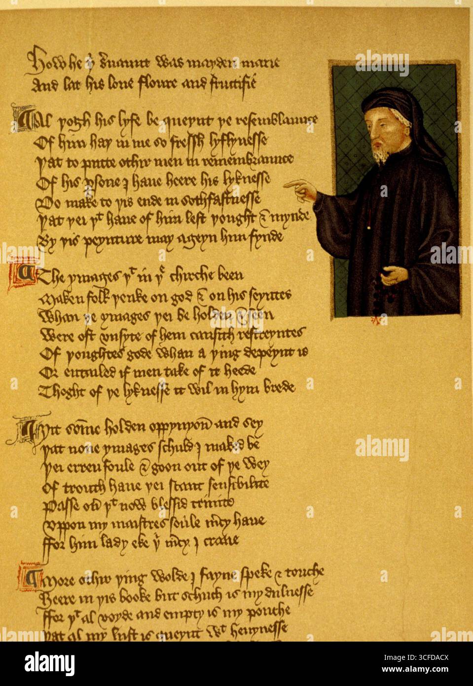 Portrait of Chaucer from Thomas Hoccleve's poem 'De Regimine Principum ...