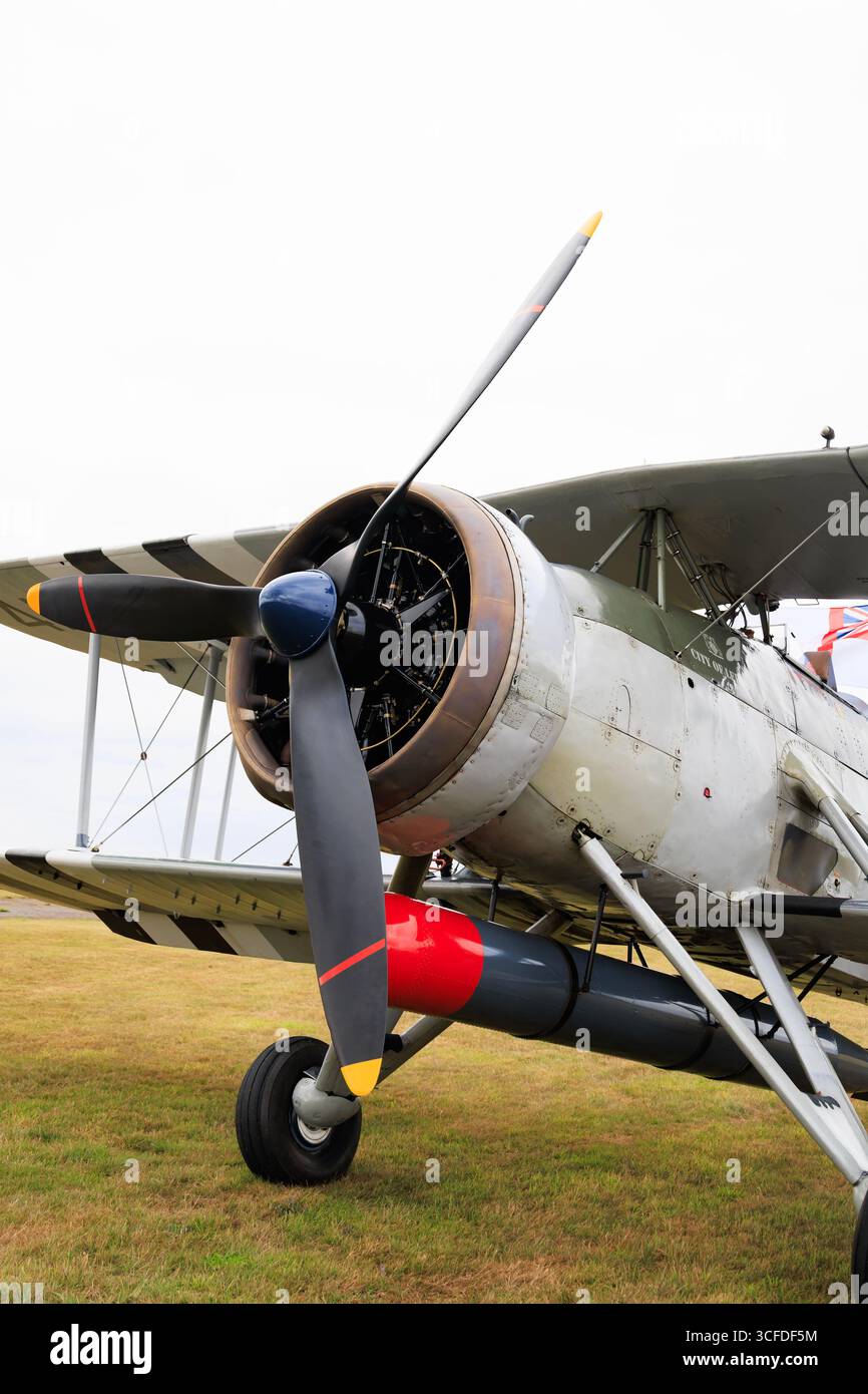 WW2 Royal Navy Fairey Swordfish torpedo bomber, W5856, on static ...
