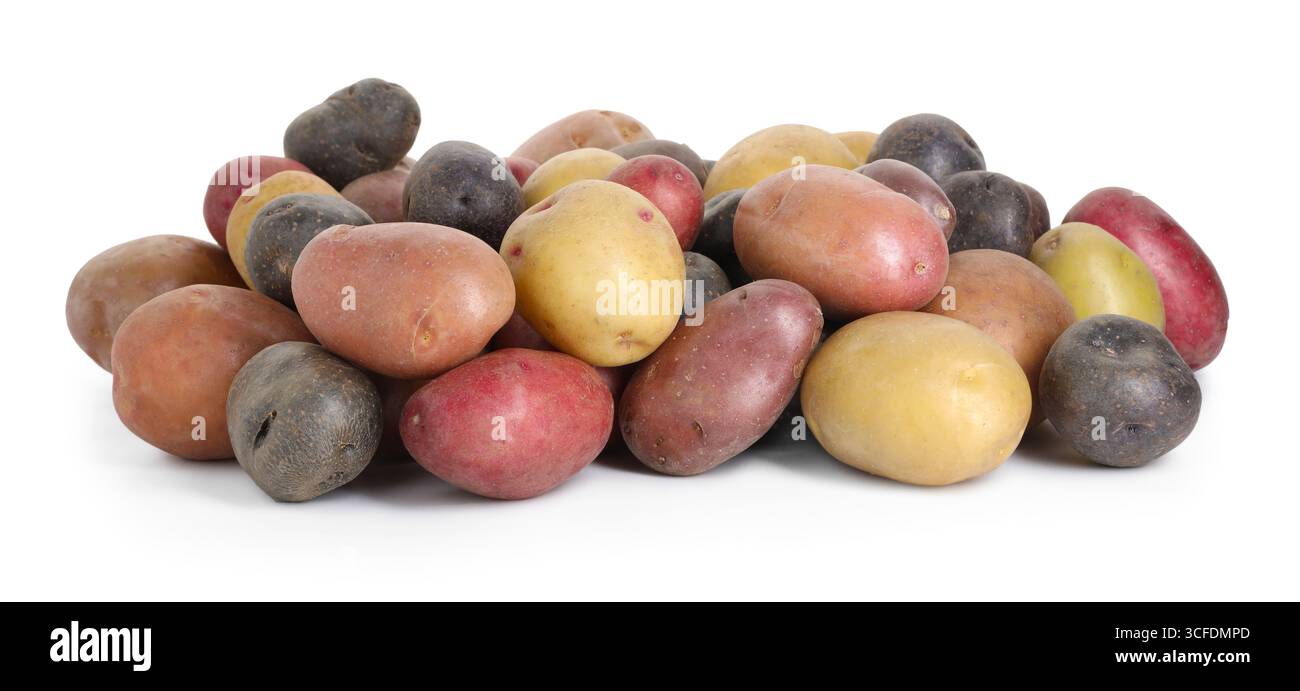 Different types of potatoes isolated on white Stock Photo - Alamy