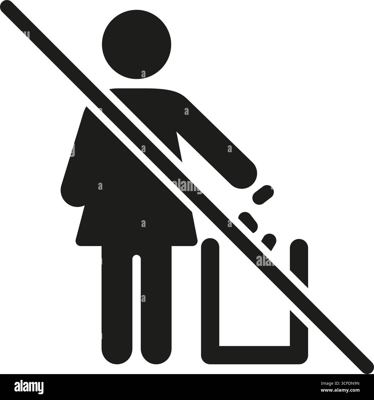 No Littering Prohibition Solid Icon. Anti-Littering, Environmental ...