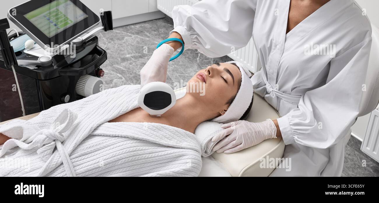 Removal of brown spots, freckles and rosacea on neck and body of female ...