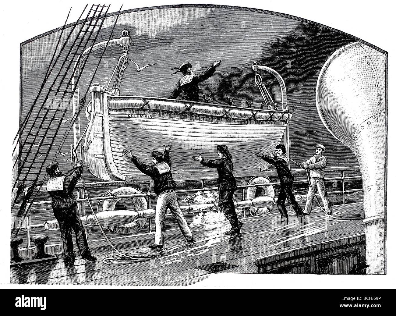 Lifeboat launch illustration Cut Out Stock Images & Pictures - Alamy