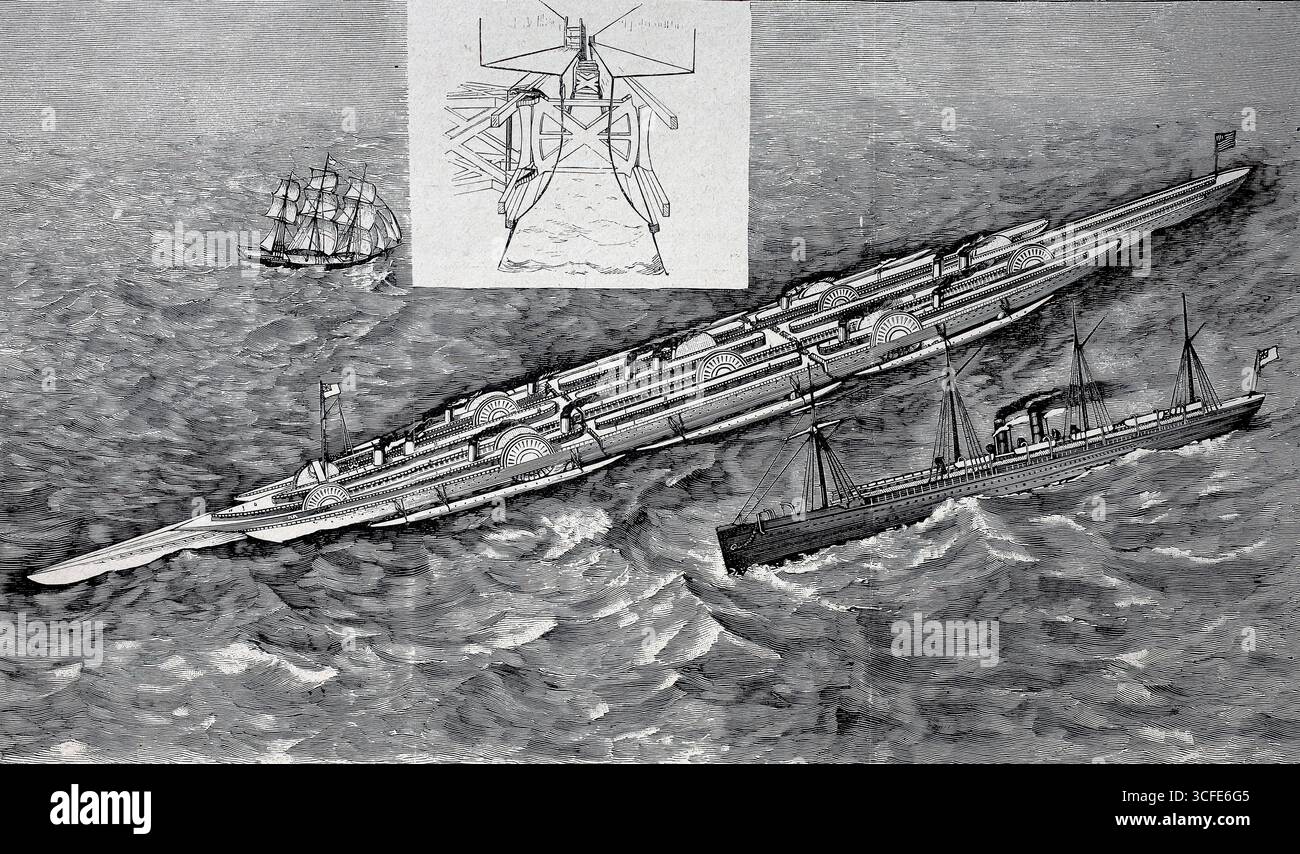 Project of a transatlantic passenger steamer, 1890, Historical ...