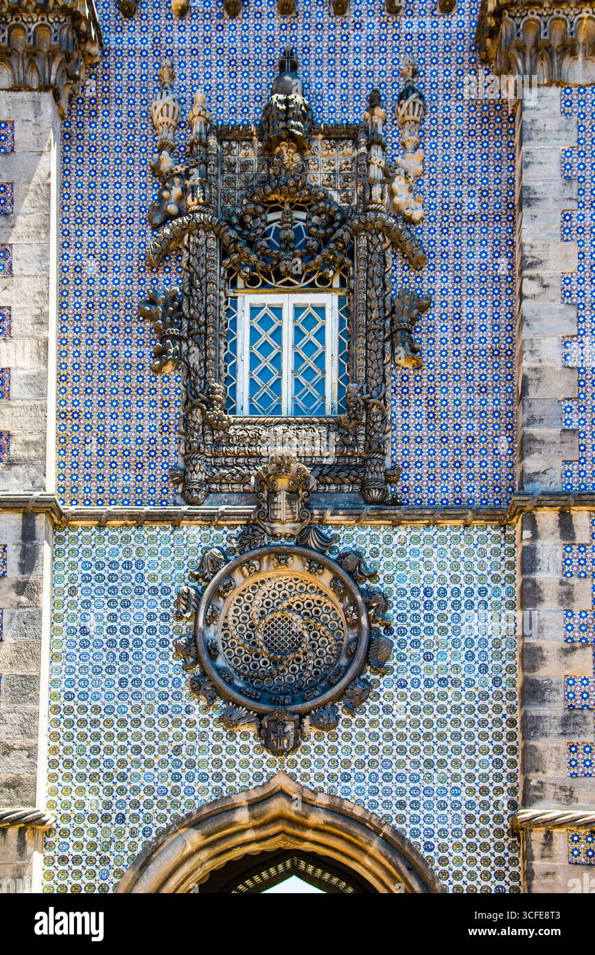 Sintra, Portugal - July 8 2025: The beautiful decorated windows of Pena ...