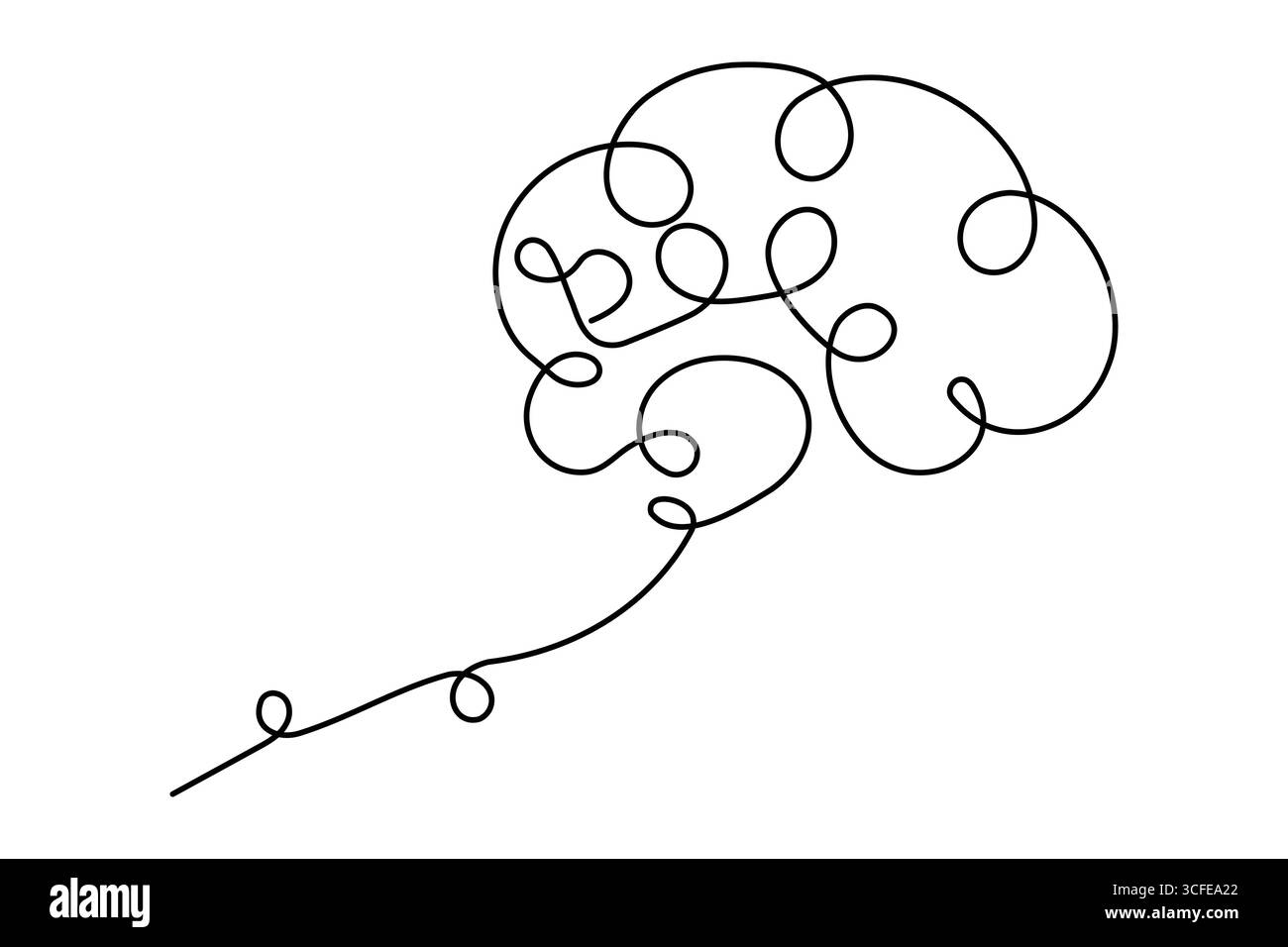 Continuous one line drawing of human brain organ, Brain for psychology ...