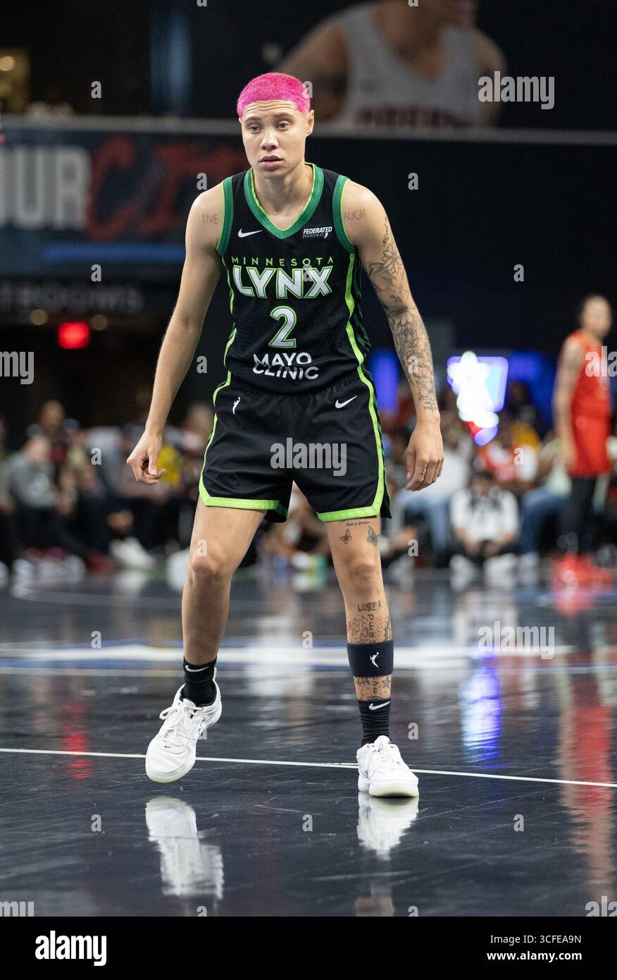 Natisha Hiedeman #2 and the Minnesota Lynx take on the Atlanta Dream at Gateway Center Arena in ...