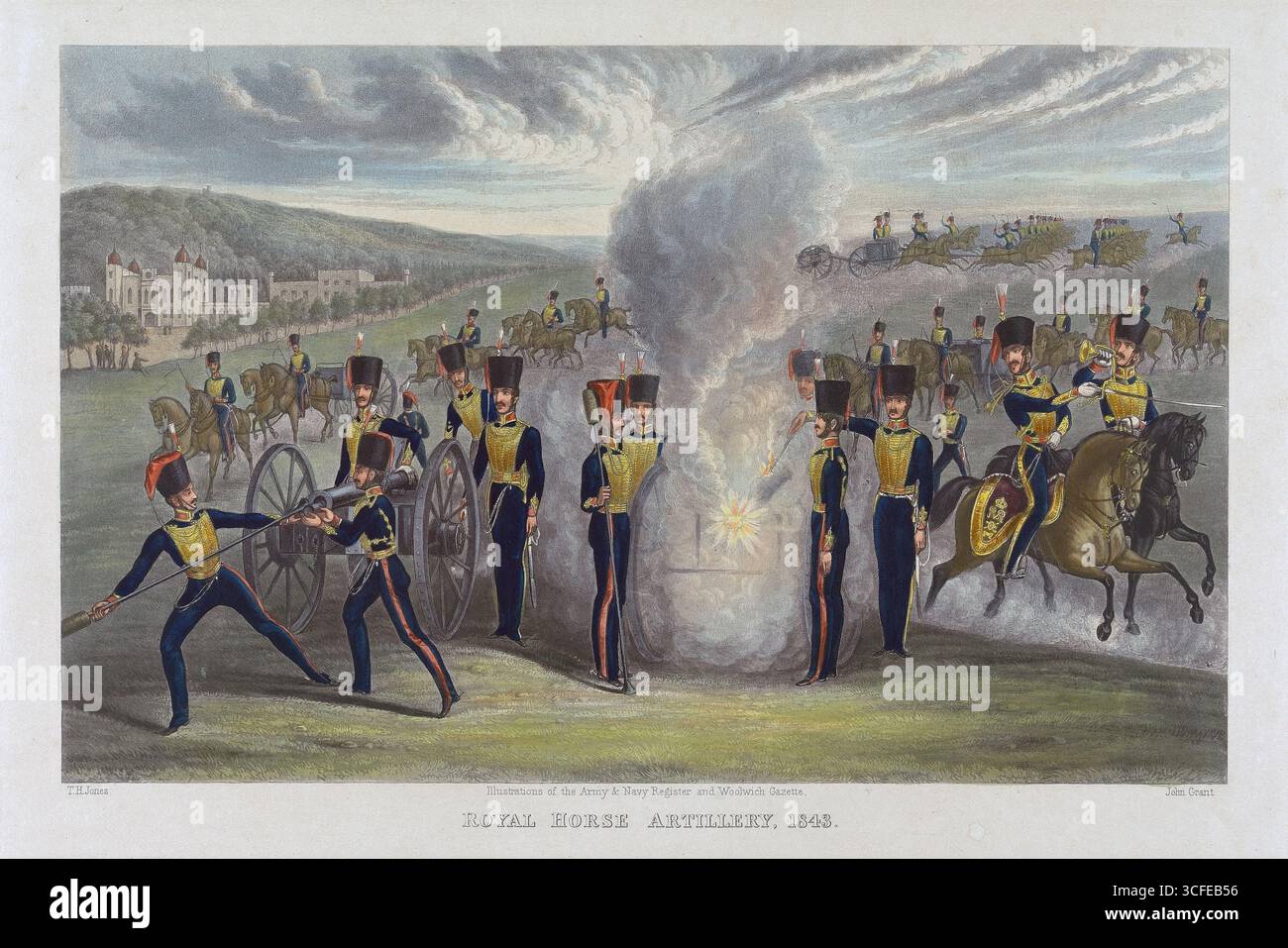 General View of a British Army Royal Horse Artillery England 1843 hand ...