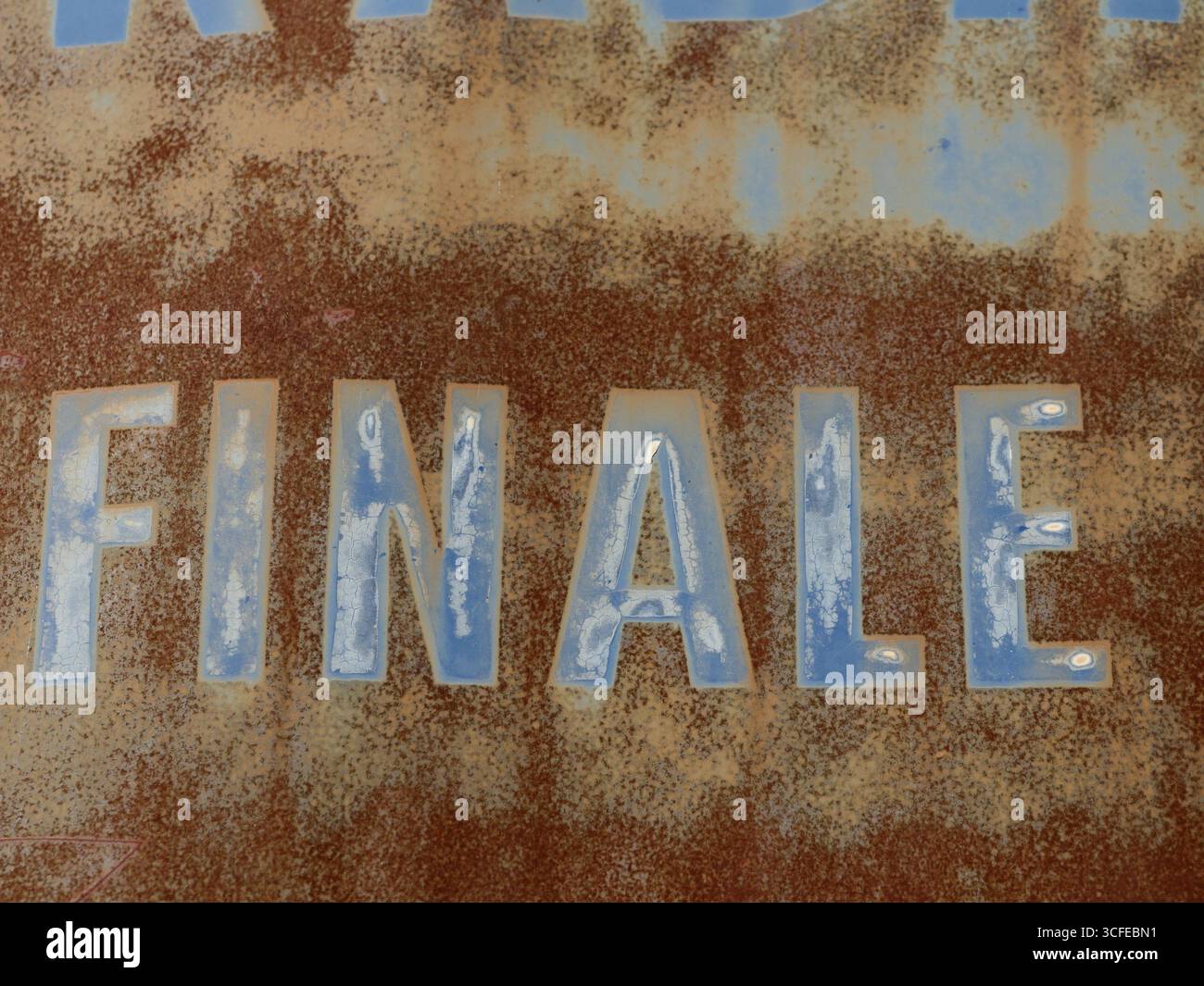 Rusted metal sign with the word "final" written in blue letters Stock ...