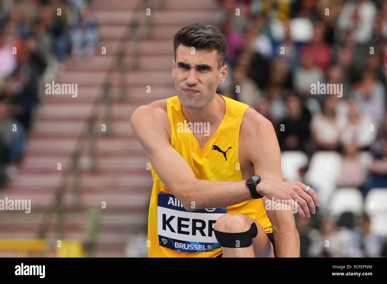 Hamish Kerr, of New Zealand, reacts after failing an attempt in the men ...