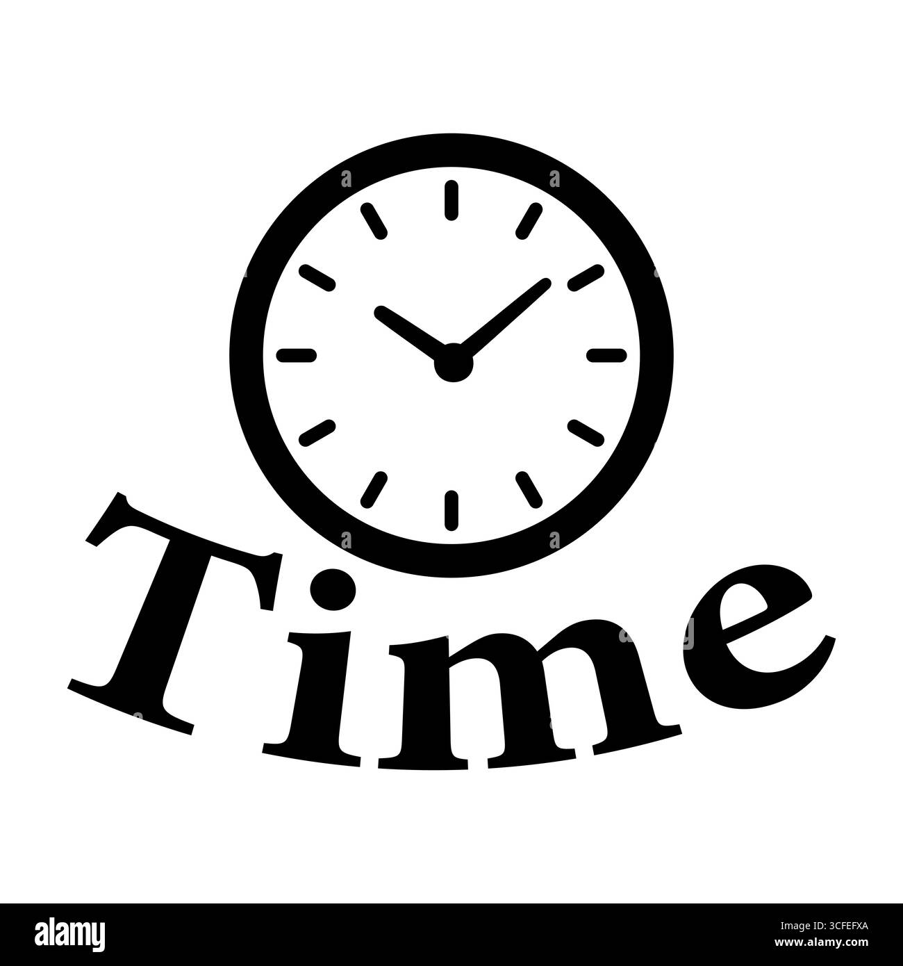 Time clock icon with bold typography for scheduling and time management ...