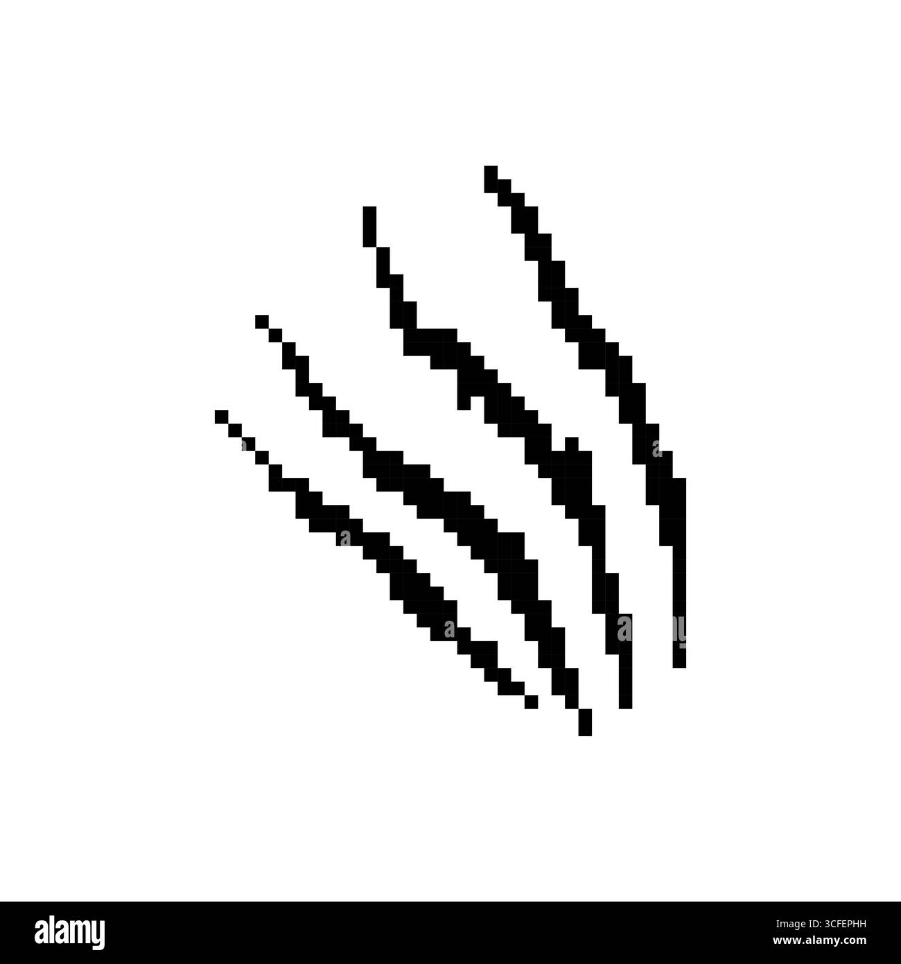 Mosaic scratch design in black pixel style depicting claw marks and ...