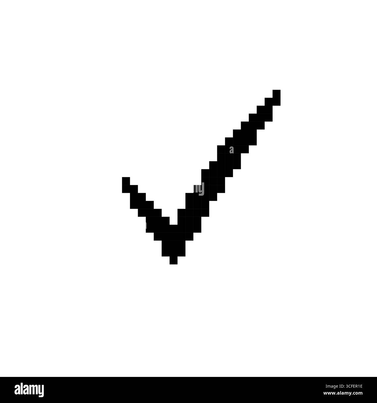 Mosaic style pixelated check mark symbol in retro black and white ...