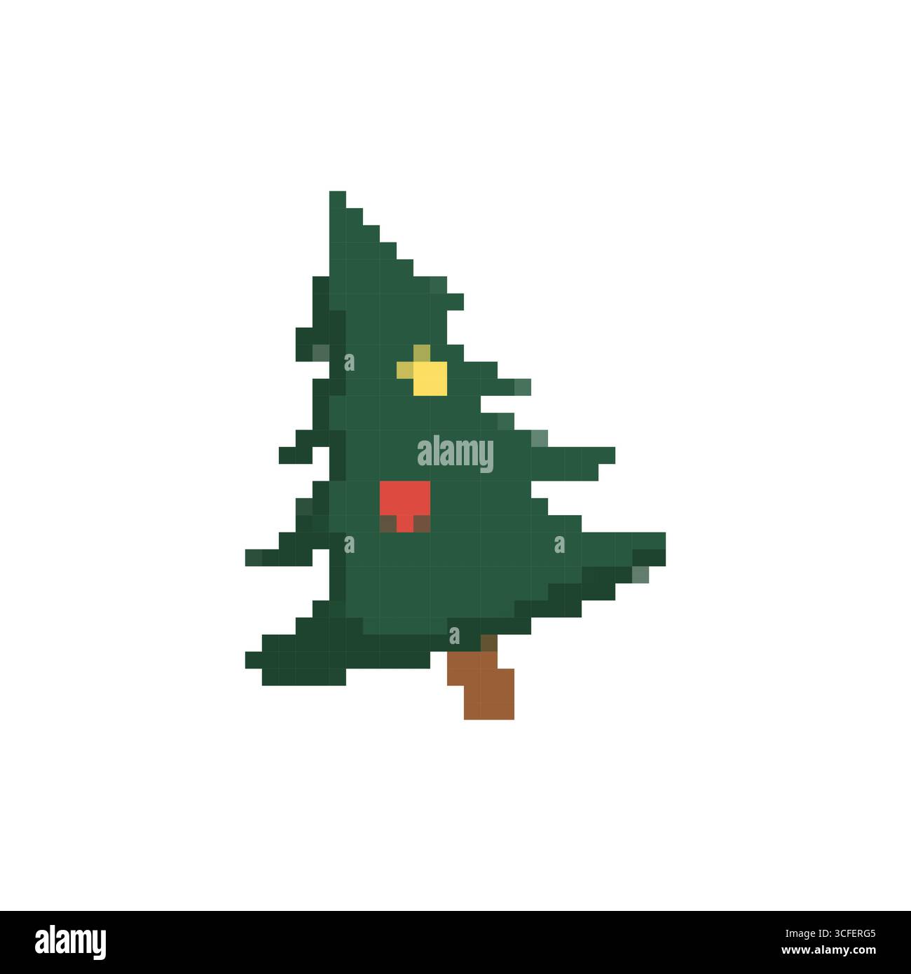 Mosaic pixel art christmas tree icon in festive retro sprite design ...