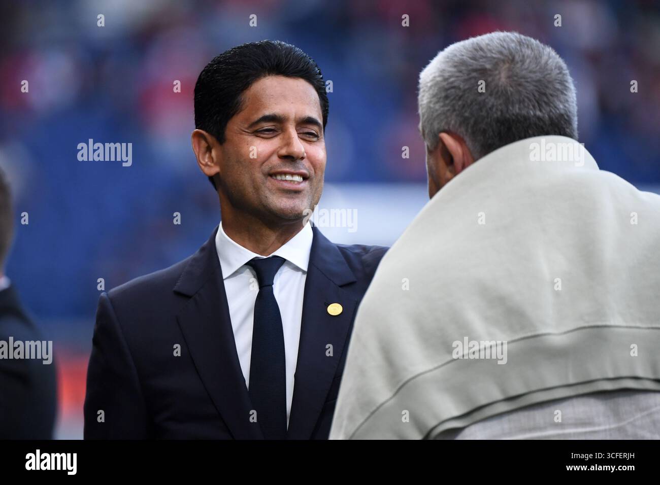 Nasser AL KHELAIFI (President PSG) - Ludovic GIULY during Ligue 1 ...