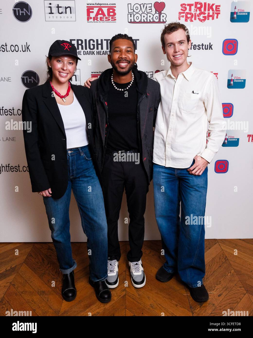 London, UK. 22 August 2025. (L-R) Gabrielle Chapman, James Ross and ...
