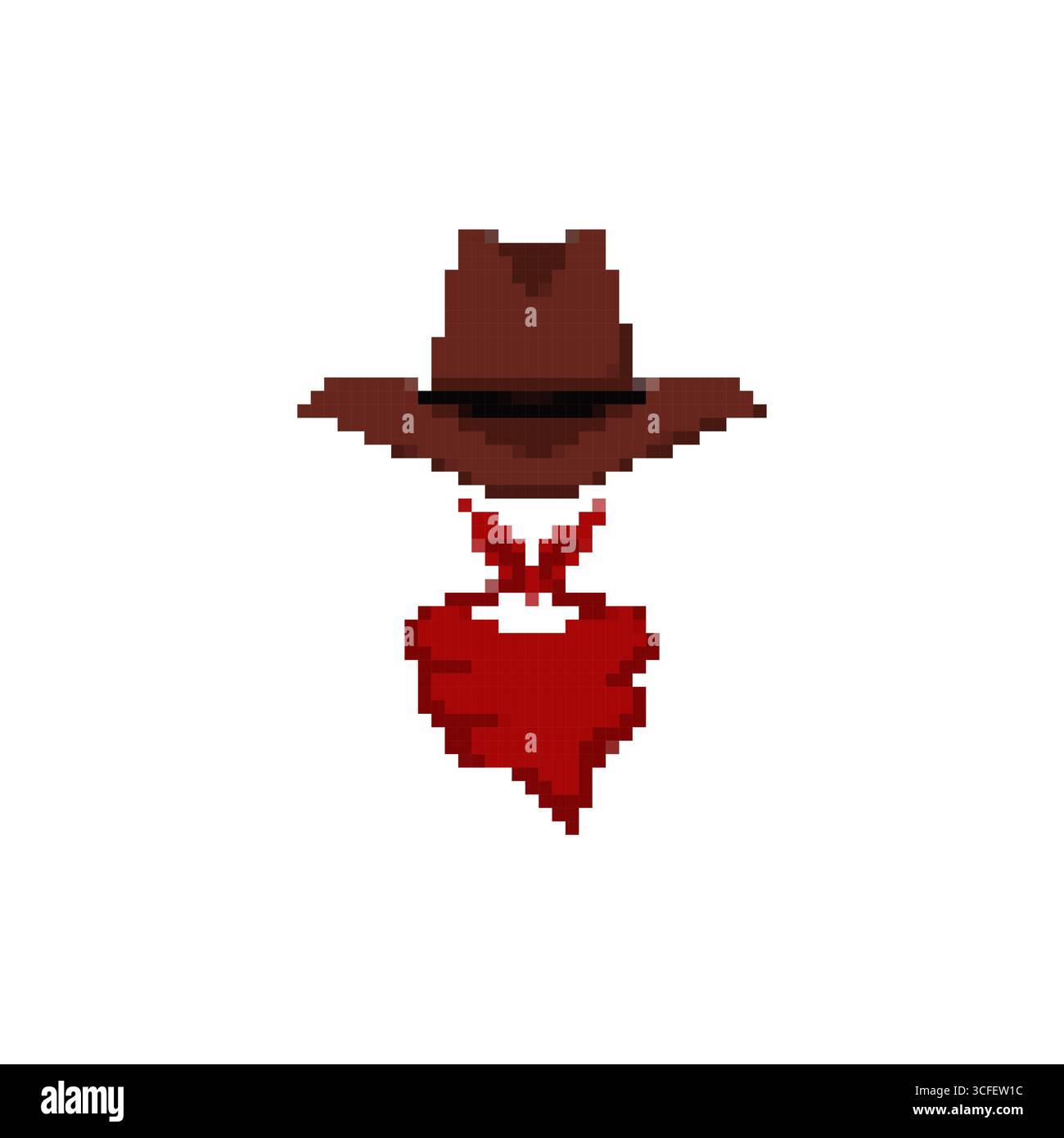 Mosaic pixel art cowgirl hat bandana icon in retro cartoon style Stock ...