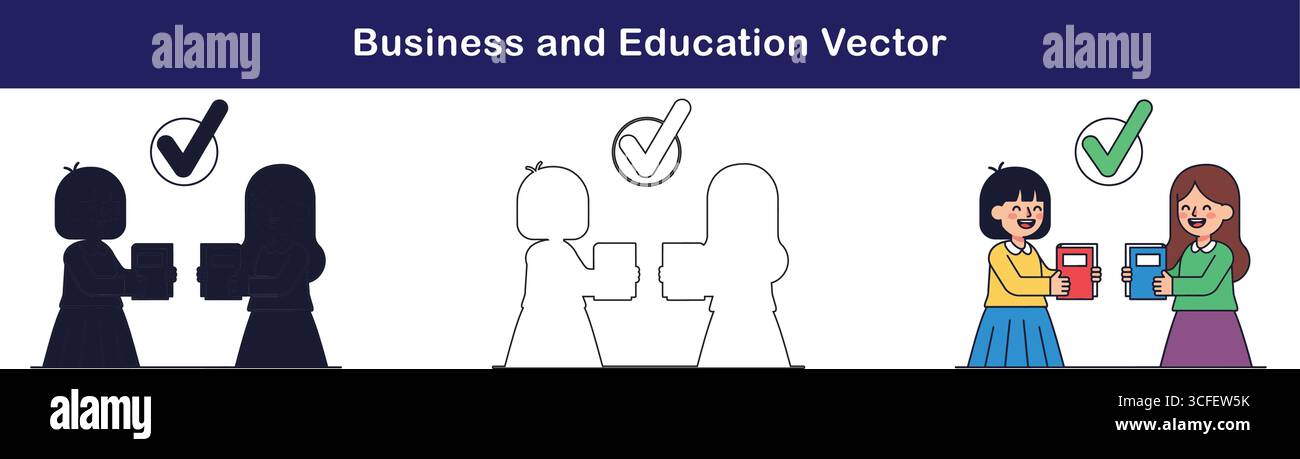 Task complete and approval icon set. People with checkmark for a ...