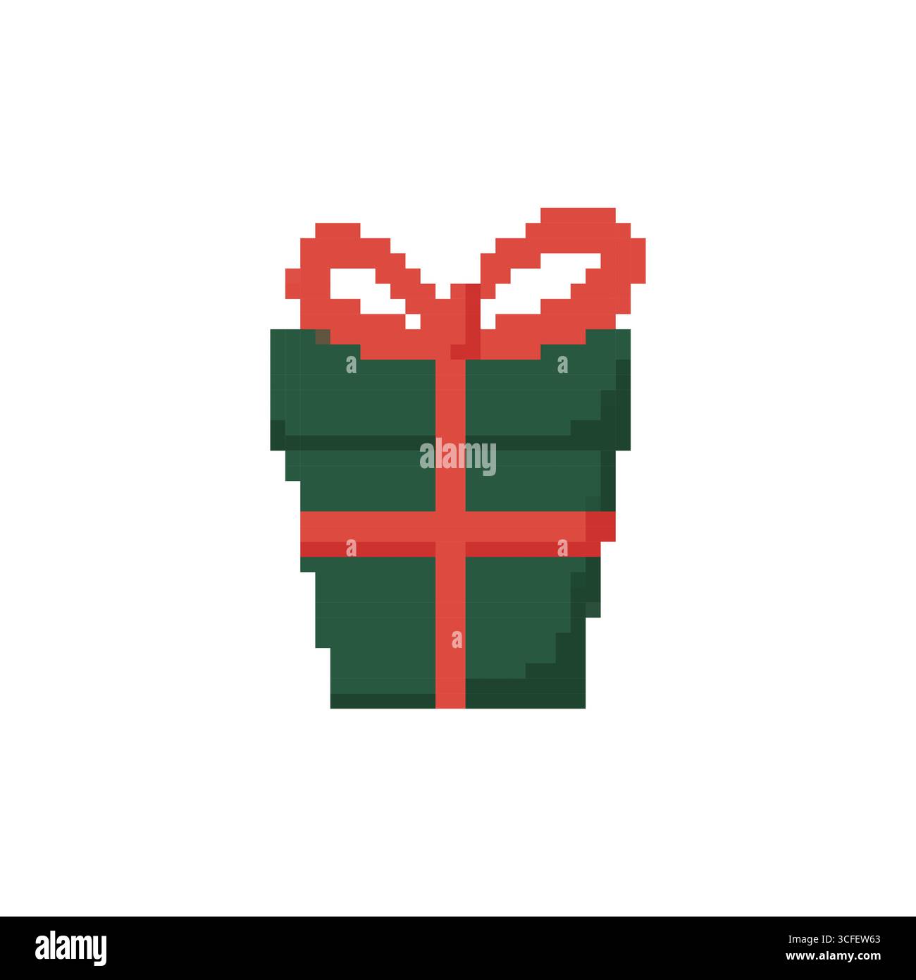 Mosaic pixel gift box with red bow celebrating festive season in retro ...