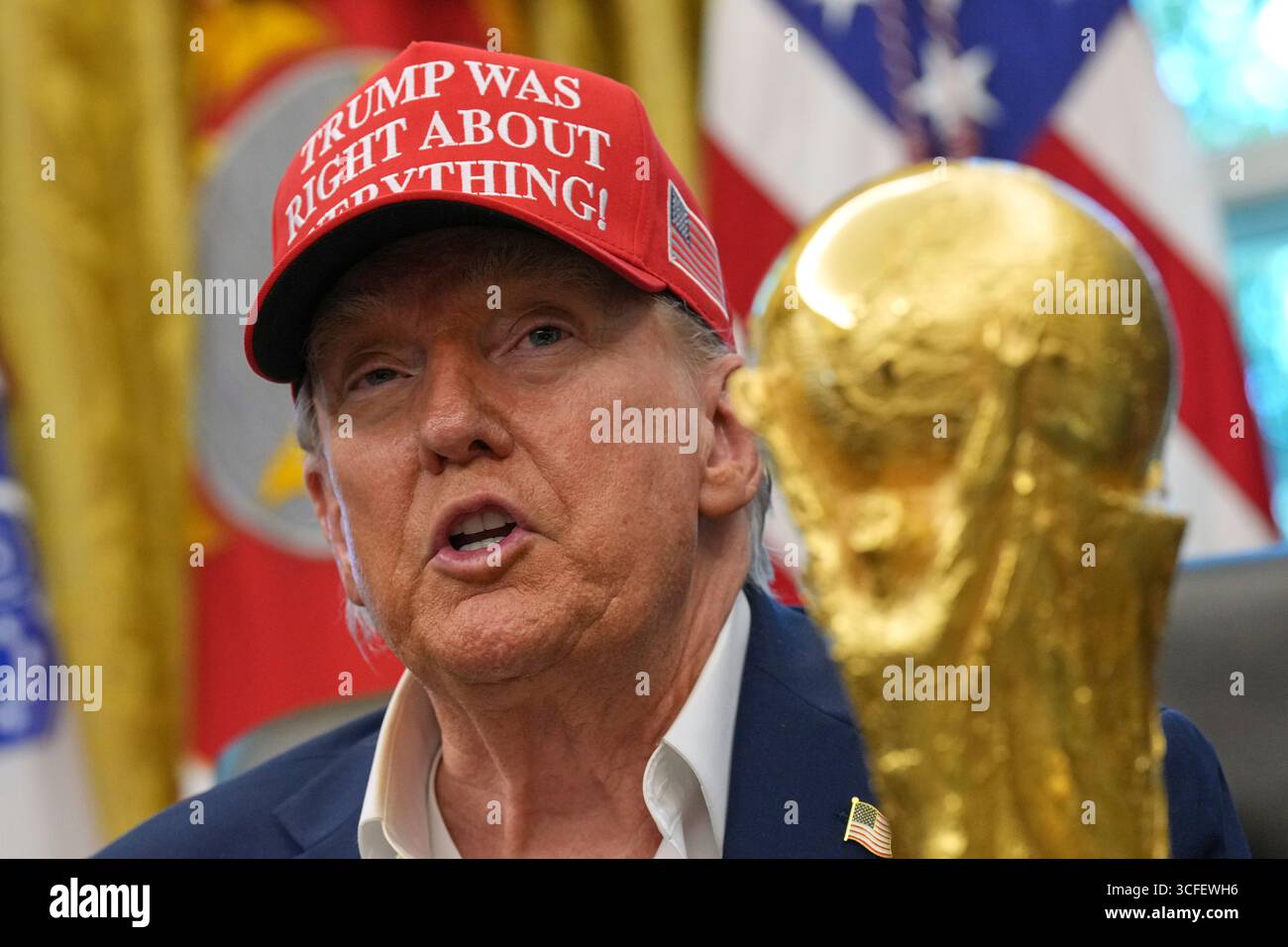 President Donald Trump speaks alongside the FIFA World Cup Winners ...
