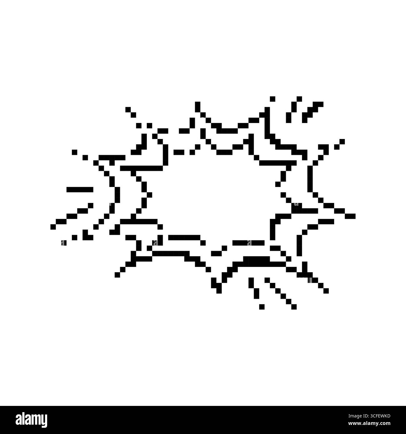 Cartoon pixel explosion icon in retro mosaic style for comics, games ...