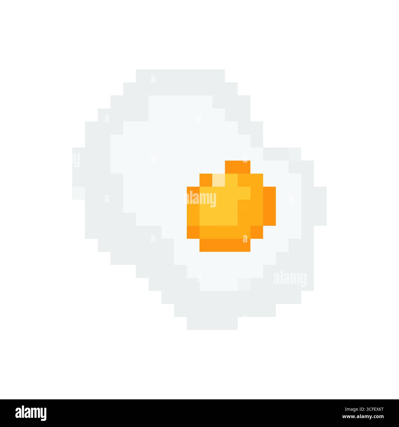Mosaic pixel-style icon of a retro pixel fried egg in vibrant 8 bit ...
