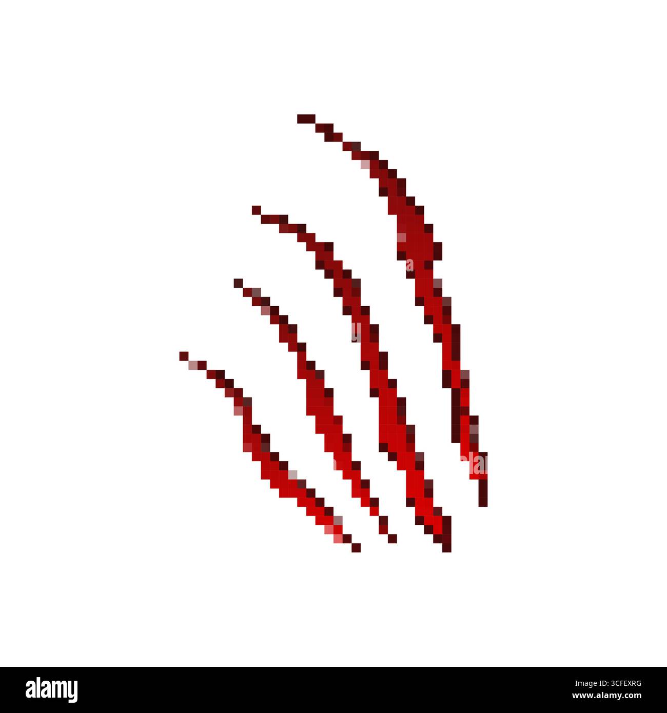 Mosaic pixel art claw scratches representing danger or predatory animal ...