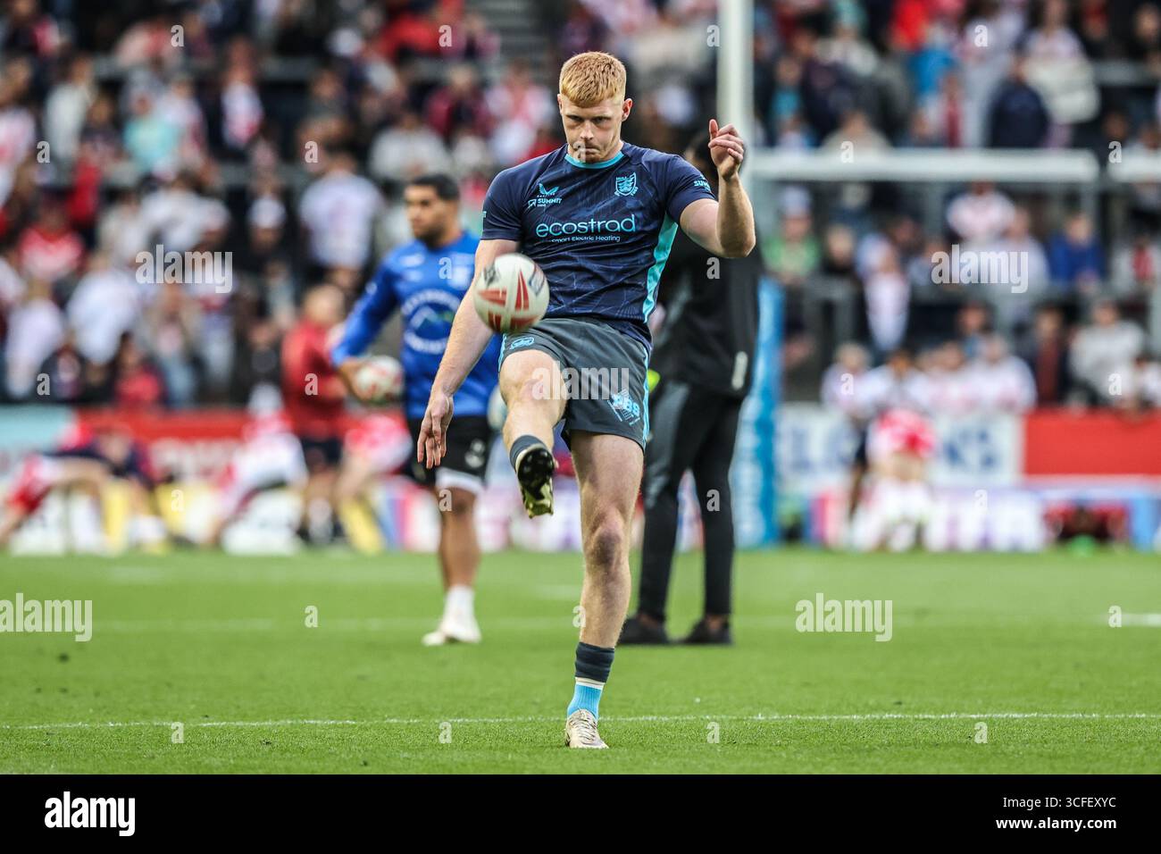 Harvey Barron of Hull FC in the pre-game warm up during the Betfred ...
