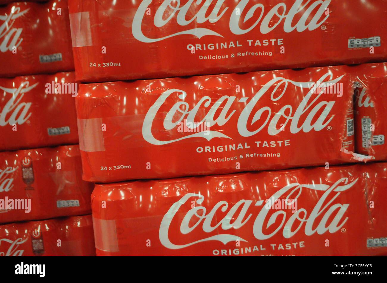 Copenhagen/ Denmark/22 august 2025/.Coco cola cans for sale in danih grocery store netto in ...