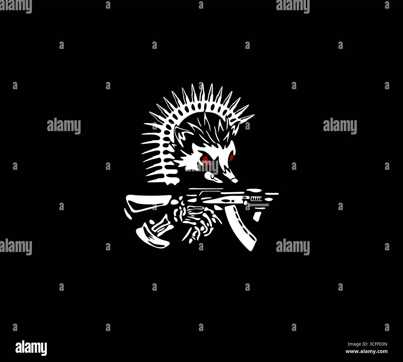 Punk skull with red eyes holding a rifle Stock Vector Image & Art - Alamy