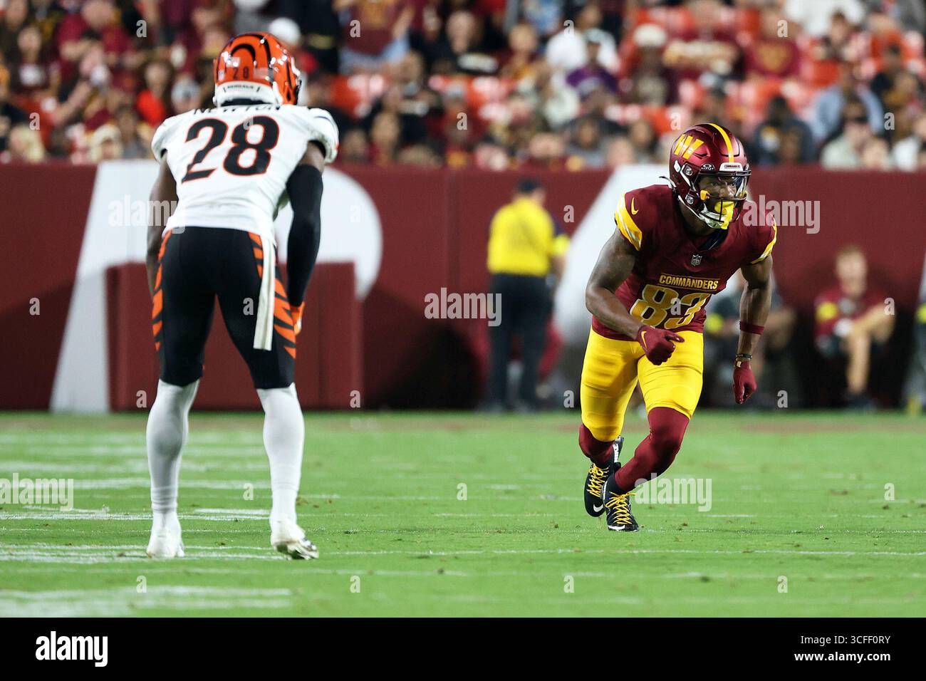 Washington Commanders wide receiver Jaylin Lane (83) runs a route ...